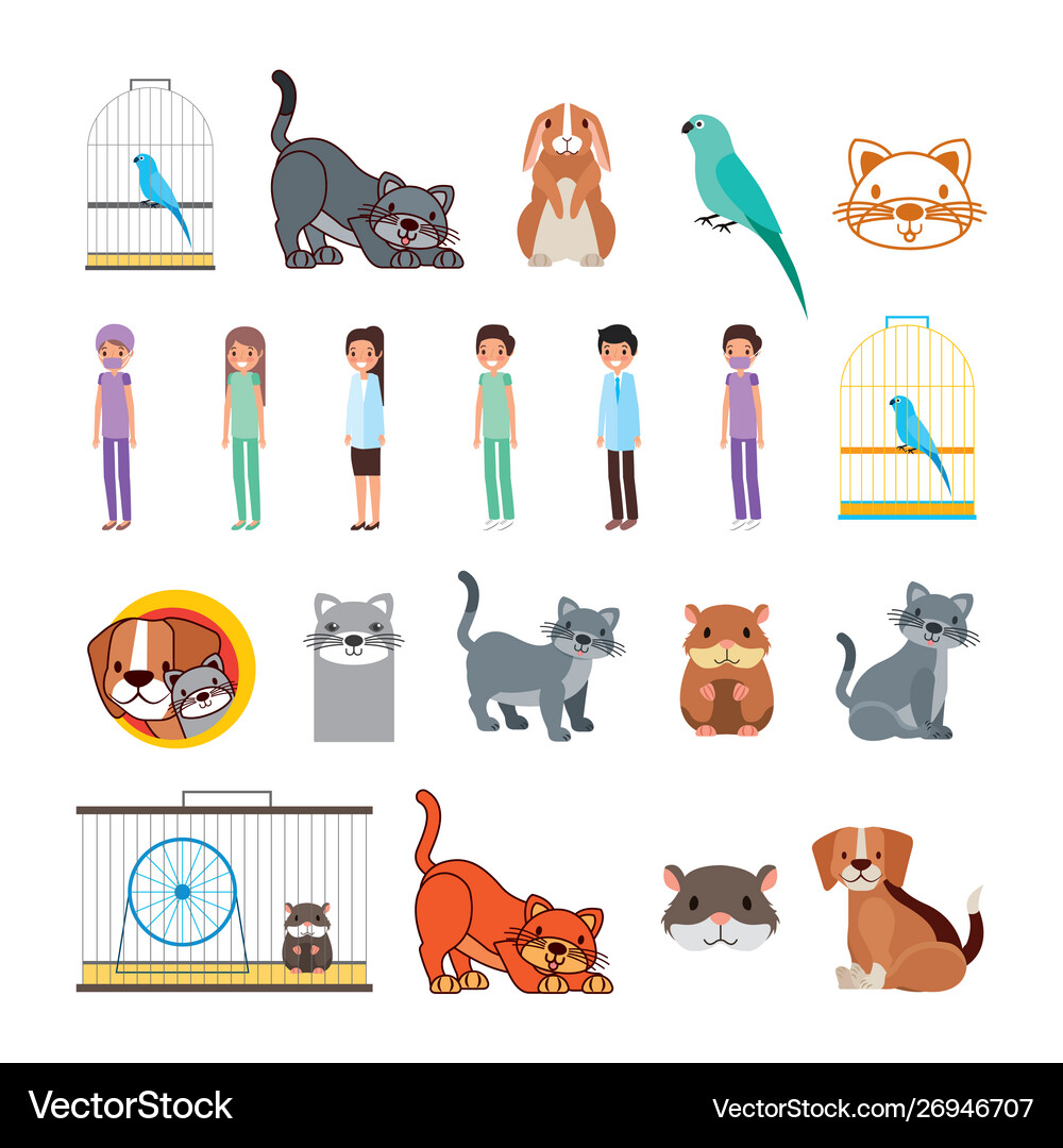 Bundle pet shop icons Royalty Free Vector Image