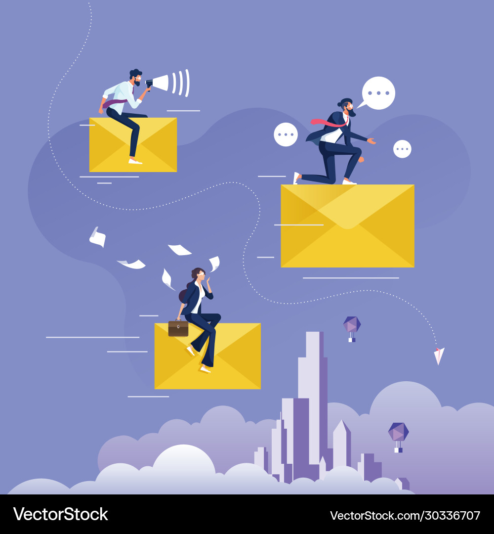 Businessman riding big flying email Royalty Free Vector