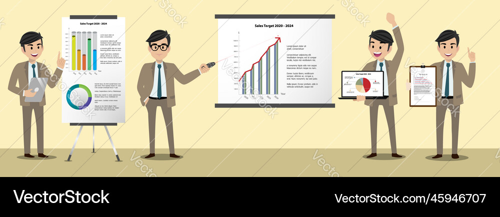 Cartoon character with businessman working Vector Image