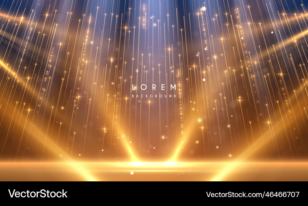 Golden light award stage with rays and sparks Vector Image