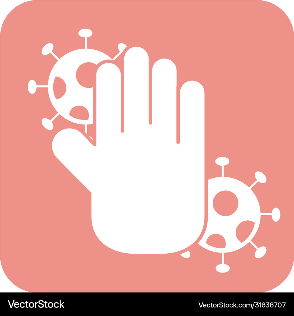 Hand with covid19 virus particles line style Vector Image