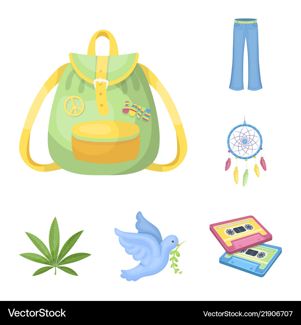 Happy and attribute cartoon icons in set Vector Image