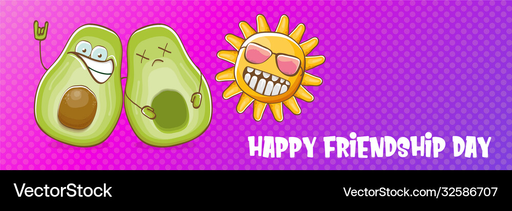 Happy friendship day cartoon comic horizontal Vector Image