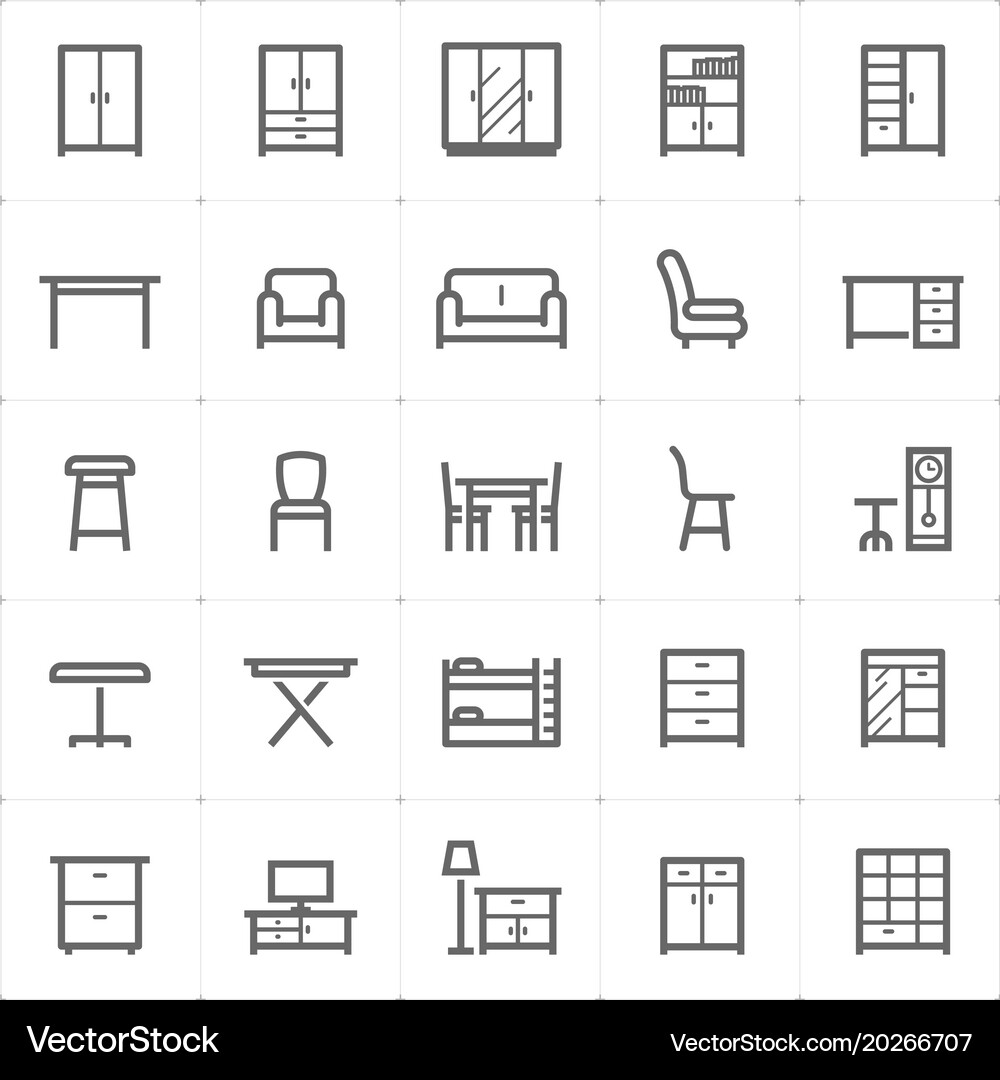 Mini icon set - furniture Royalty Free Vector Image