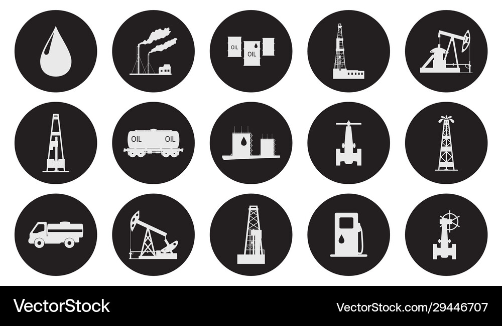 Oil and petroleum icon set Royalty Free Vector Image
