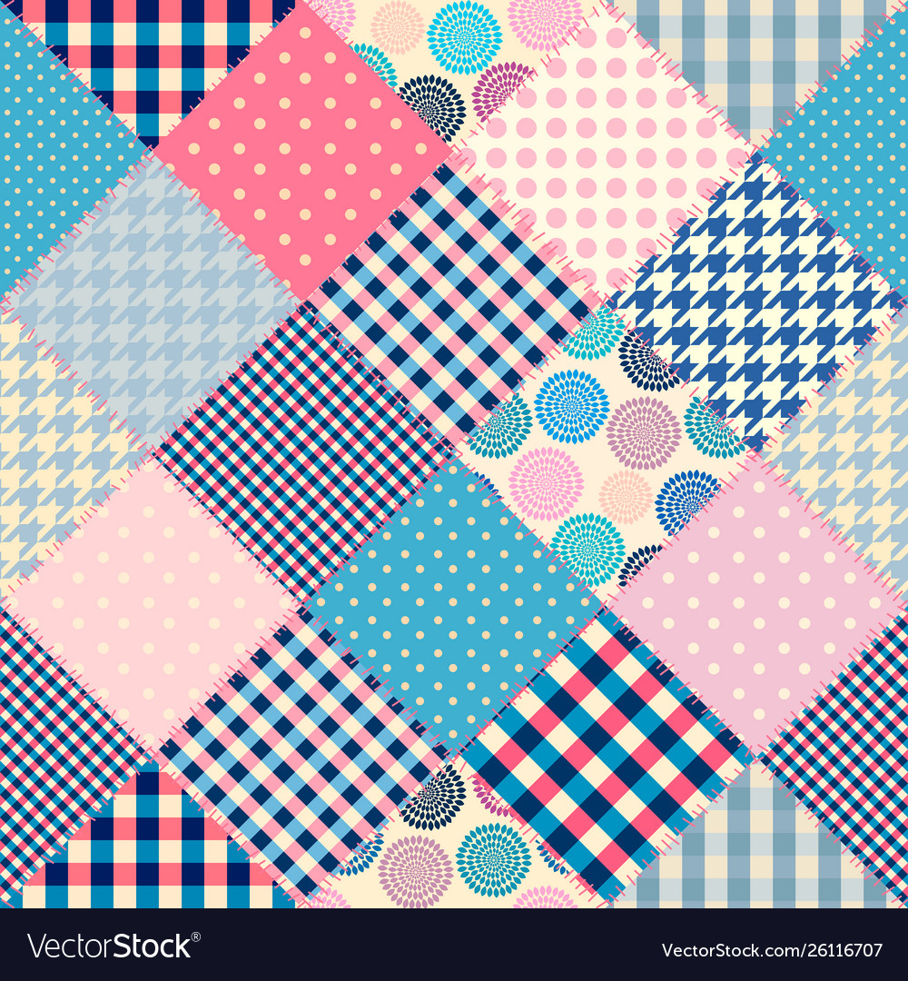 Patchwork textile pattern seamless quilting Vector Image