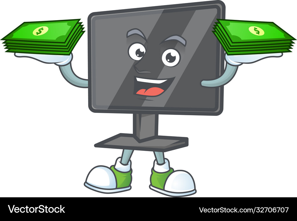 Rich and famous computer screen cartoon character Vector Image