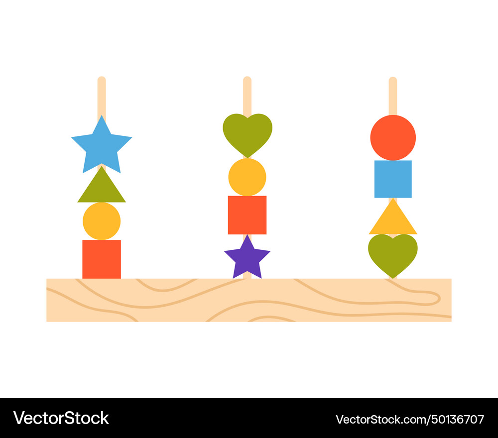 Wooden game with different shapes Royalty Free Vector Image