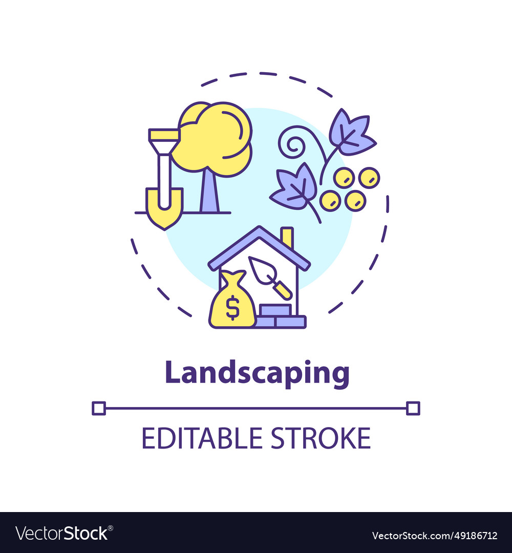 2d Thin Linear Icon Landscaping Concept Royalty Free Vector