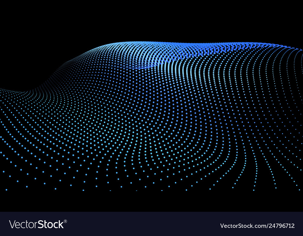 3d sea dots wave glowing stream background flow Vector Image