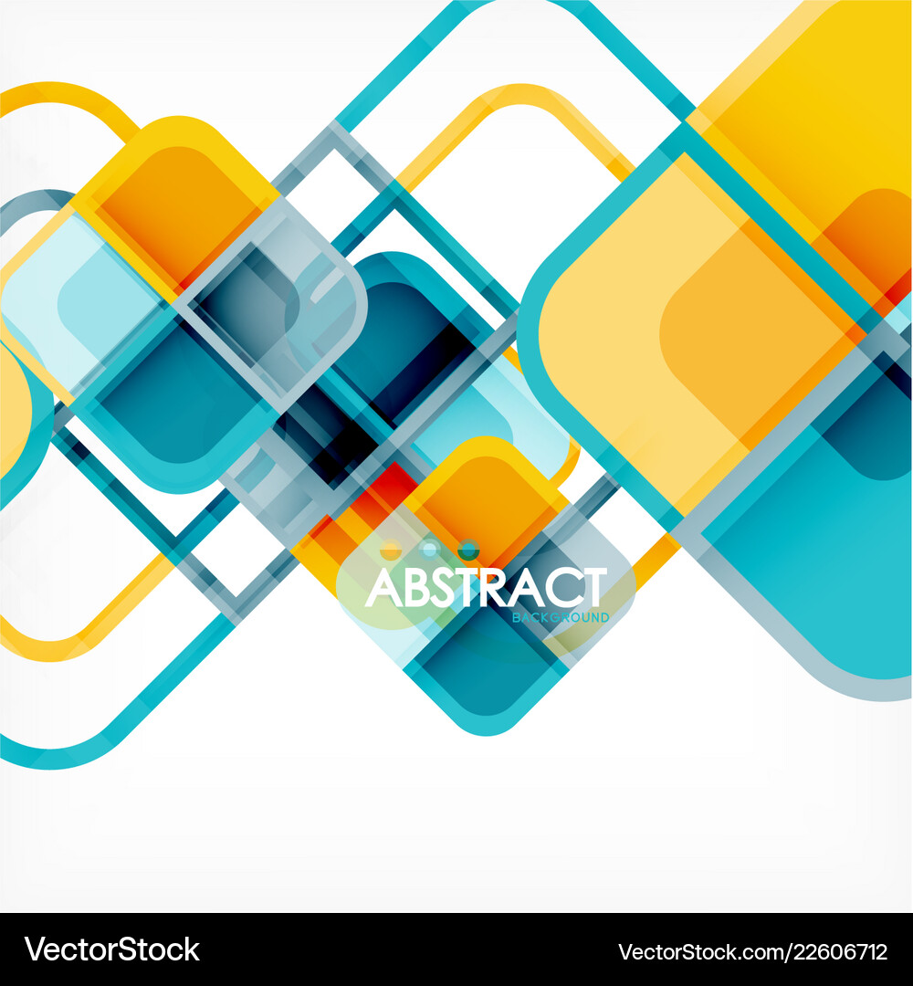 Colorful round squares modern geometric background