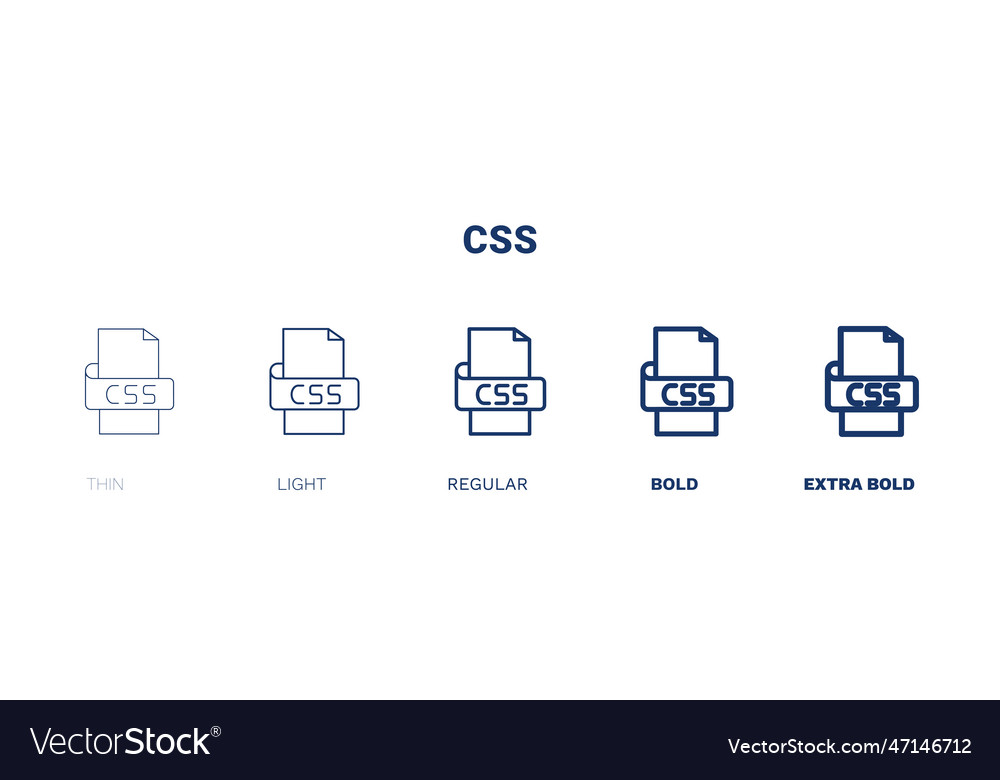 Css icon thin light regular bold black icon Vector Image
