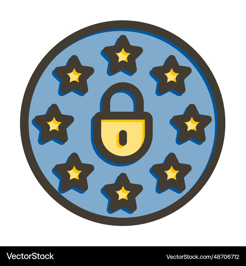 Gdpr compliance thick line filled colors icon Vector Image