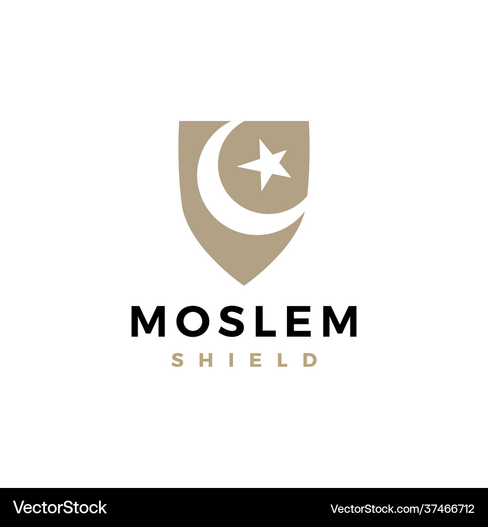Moslem muslim shield crescent star logo icon Vector Image