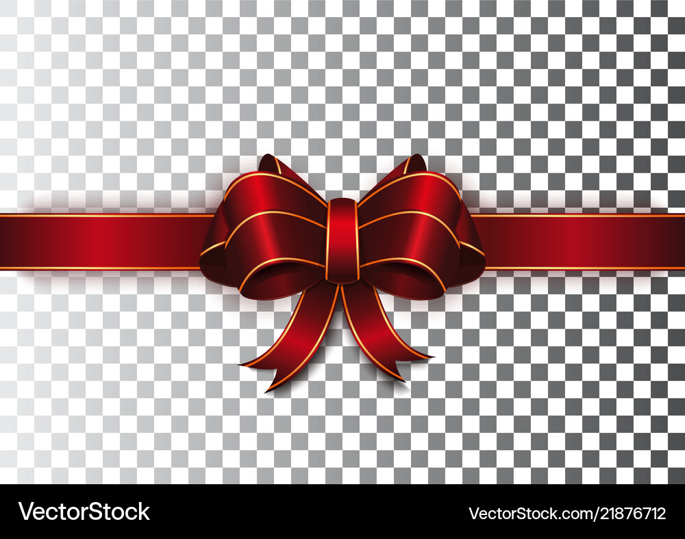 Red ribbon with a bow on transparent background Vector Image