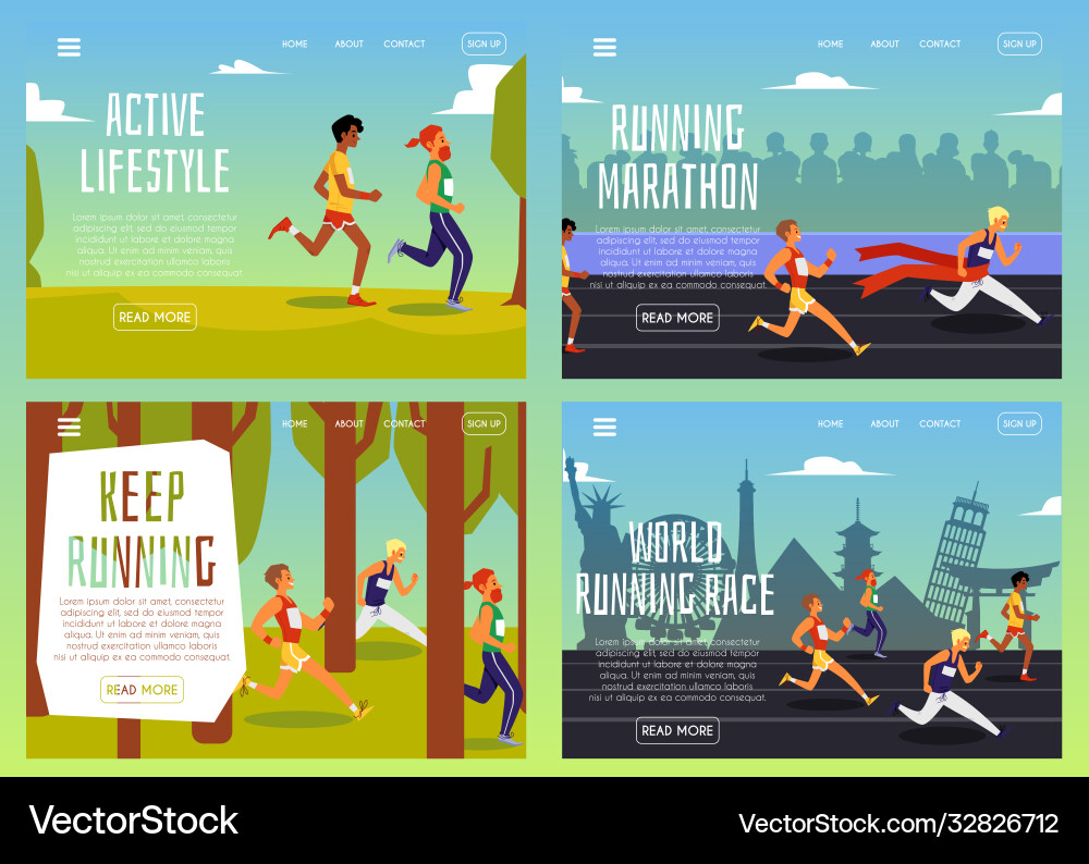 Set banners or posters for sport running Vector Image