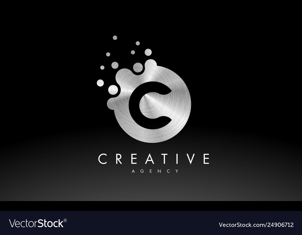 Silver metal letter c logo c letter design Vector Image Silver metal letter c logo c letter design Vector Image