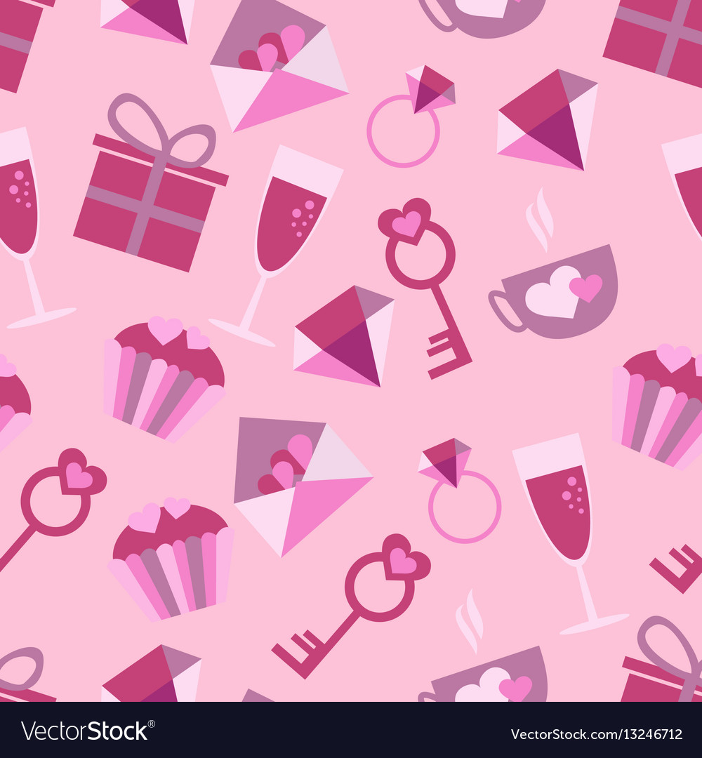 Valentines Day Love Icons Seamless Pattern Vector Image