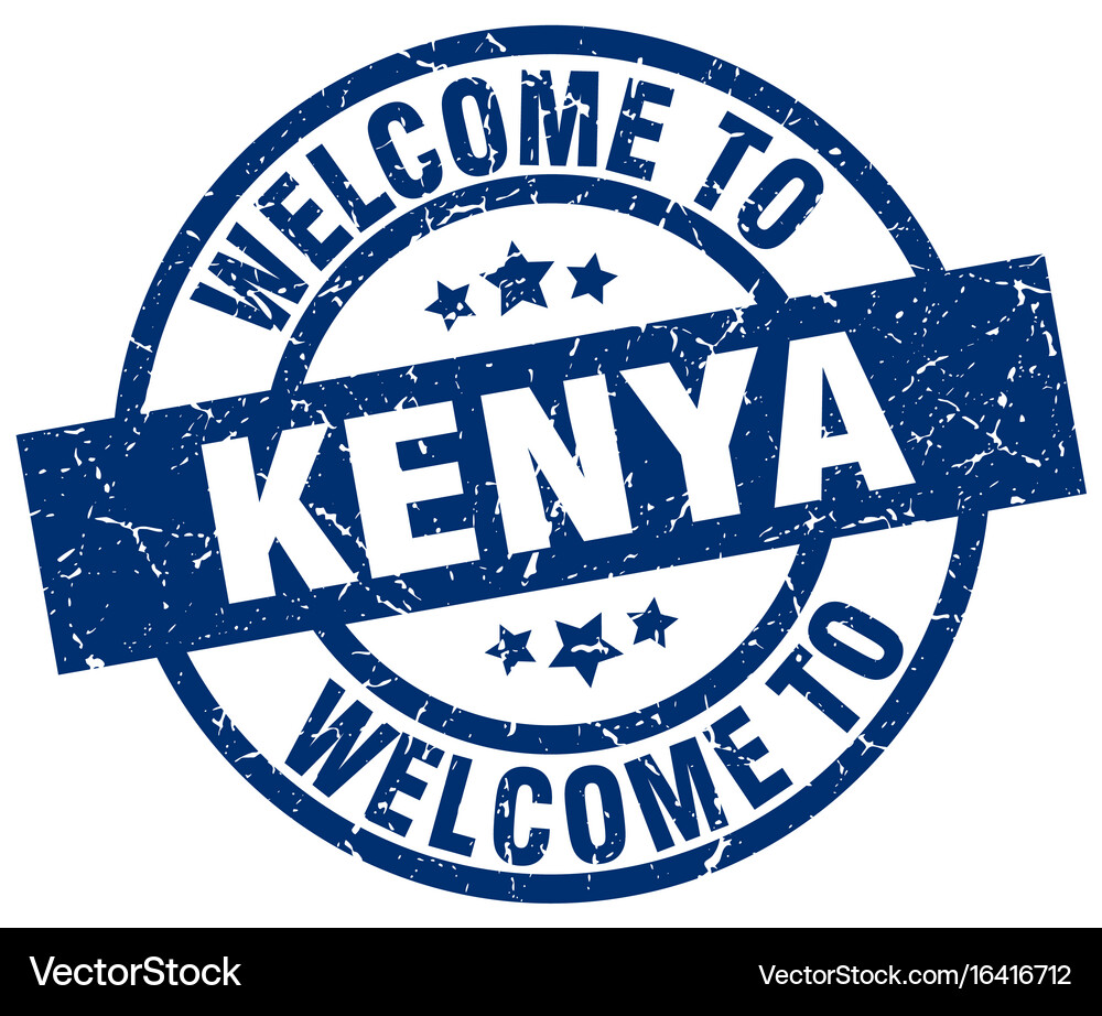 Welcome to kenya blue stamp Royalty Free Vector Image
