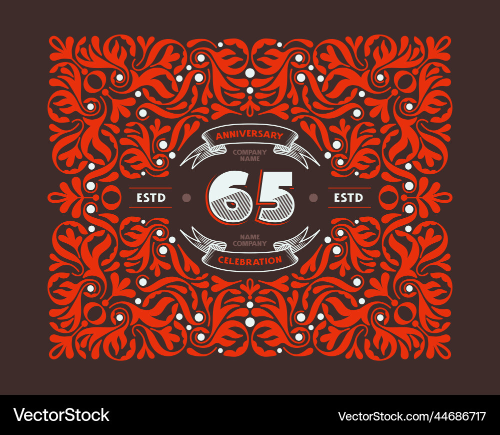 65 years anniversary celebration card Royalty Free Vector