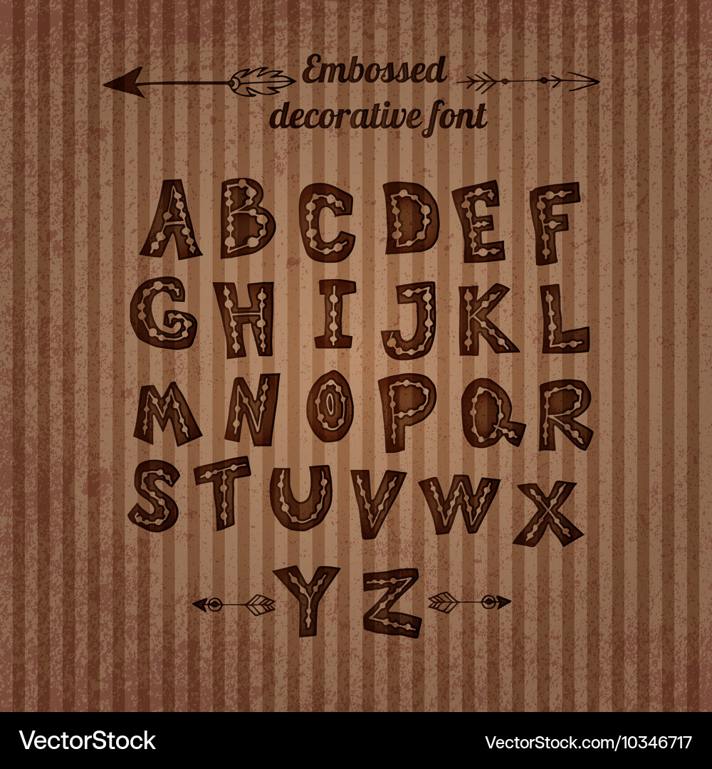 Carved alphabet with the decor inside letters Vector Image