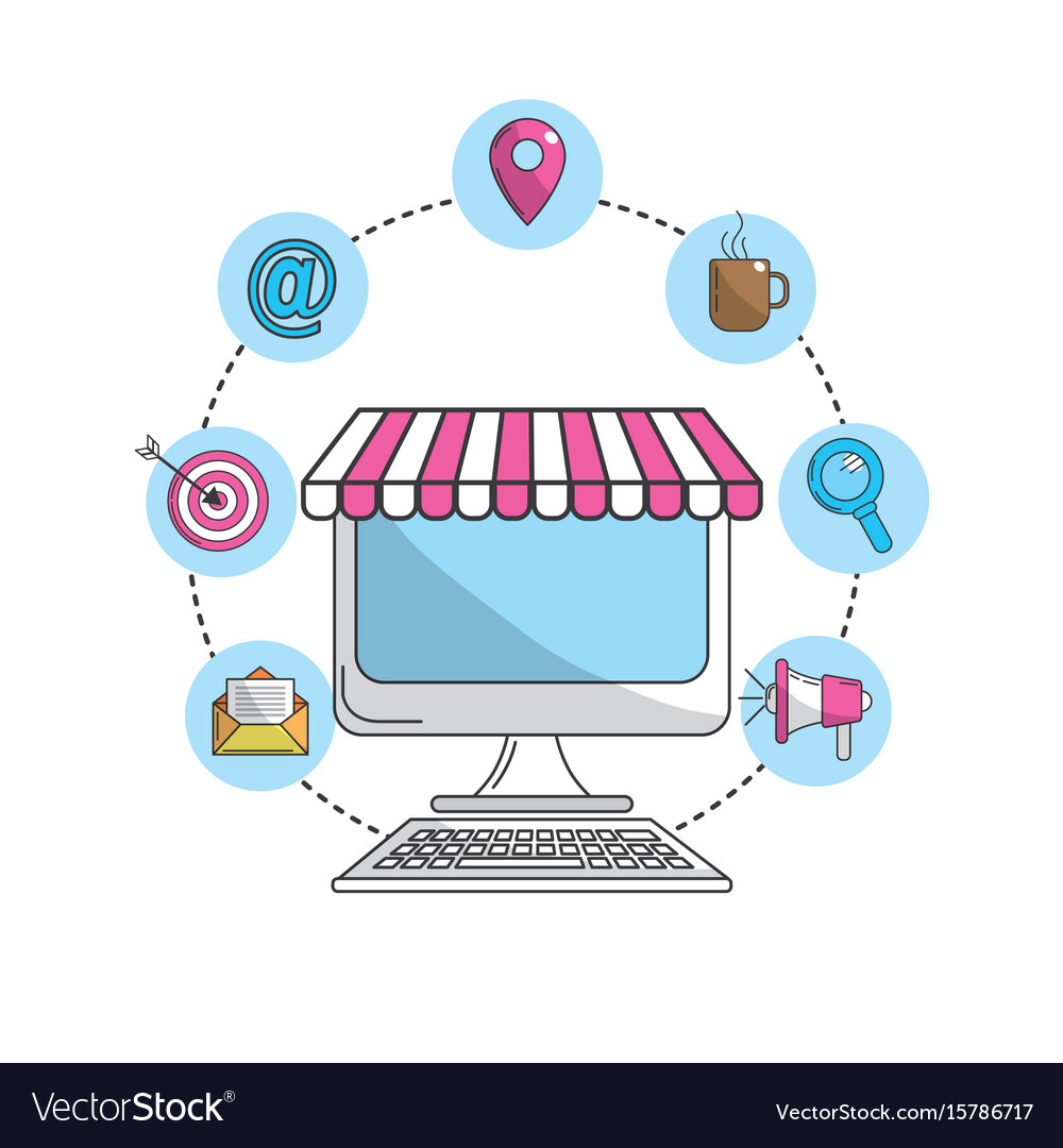 Computer with technology tools icon Royalty Free Vector