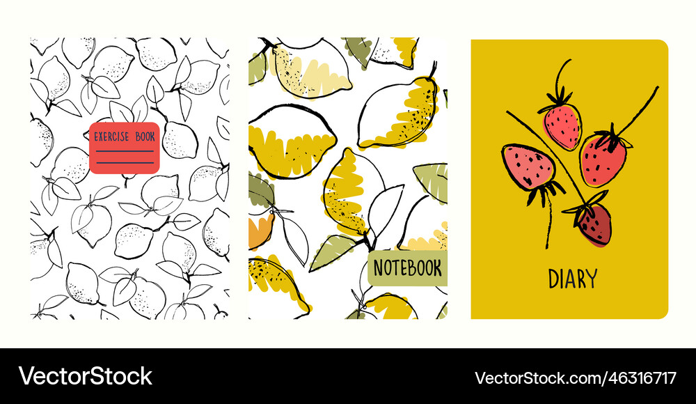 Cover page templates with hand drawn lemons Vector Image
