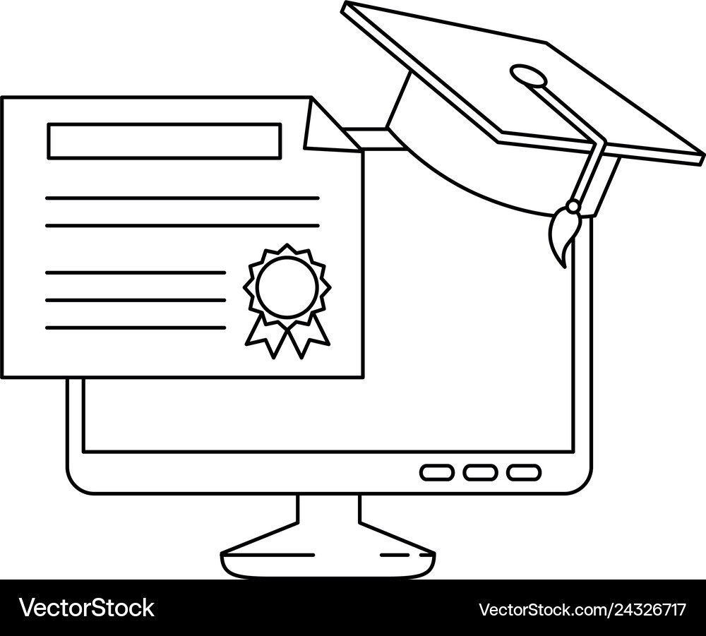 Desktop with hat and diploma graduation Royalty Free Vector