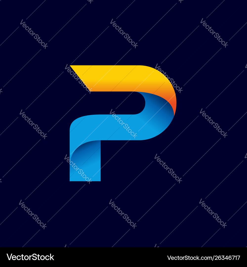 Digital letter p logo template in gradients style Vector Image
