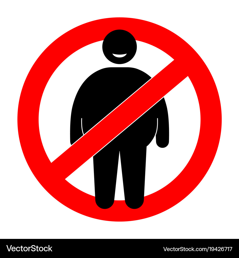 Fat man with restriction sign overweight Vector Image