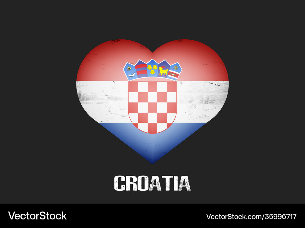 Flag croatia in form a heart Royalty Free Vector Image