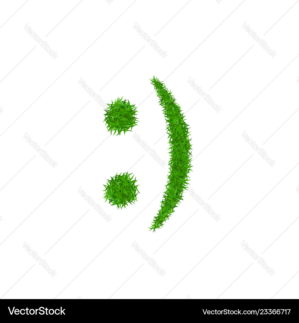 Green grass face smile smiley grassy icon Vector Image