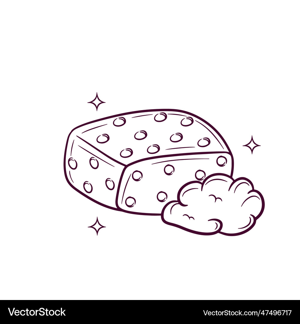 Hand drawn sponge with foam doodle sketch Vector Image