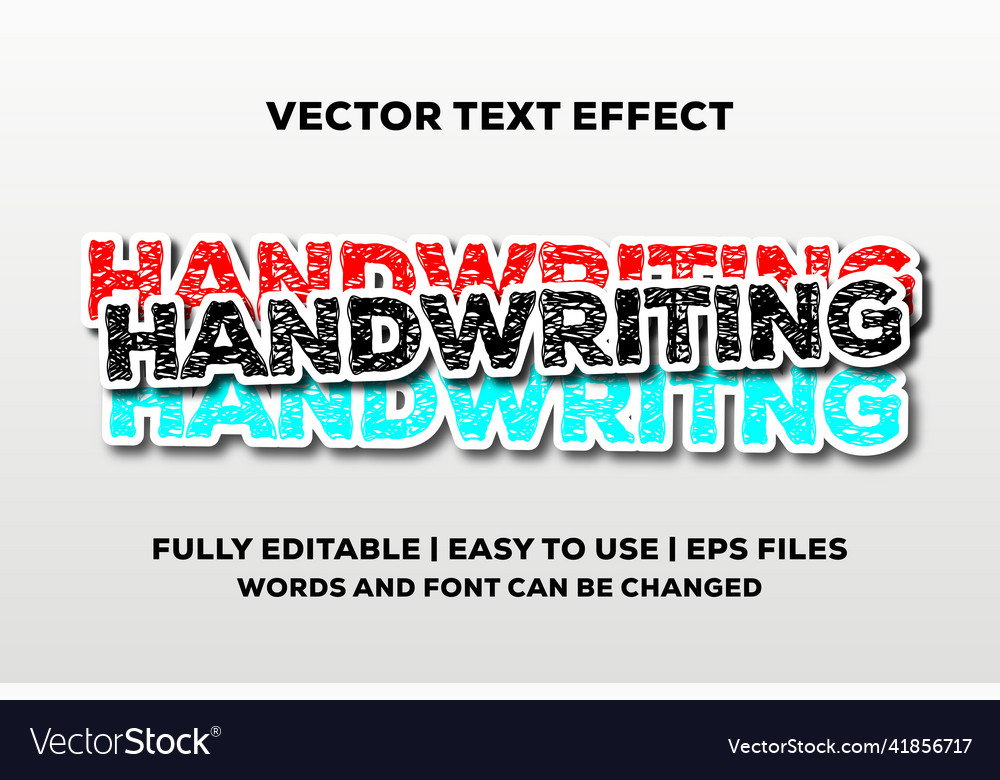 Handwriting text effect fully editable Royalty Free Vector