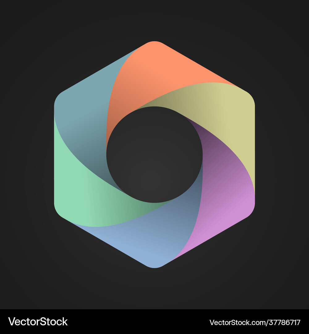 Hexagon divided into six colored parts template Vector Image
