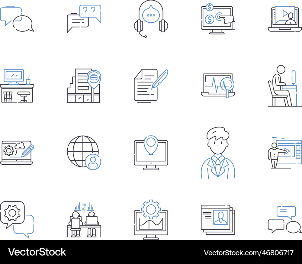 Off-site labor line icons collection freelancing Vector Image