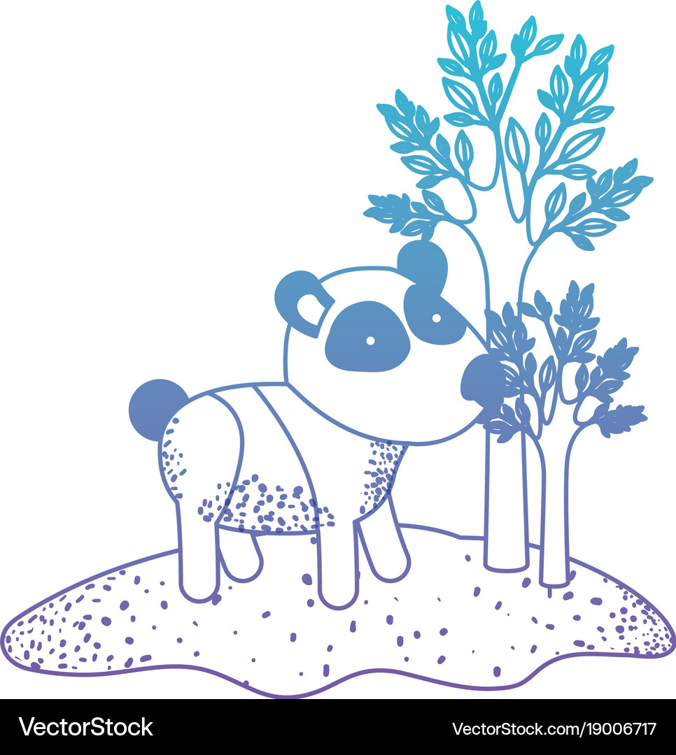 Panda cartoon in forest next to the trees Vector Image