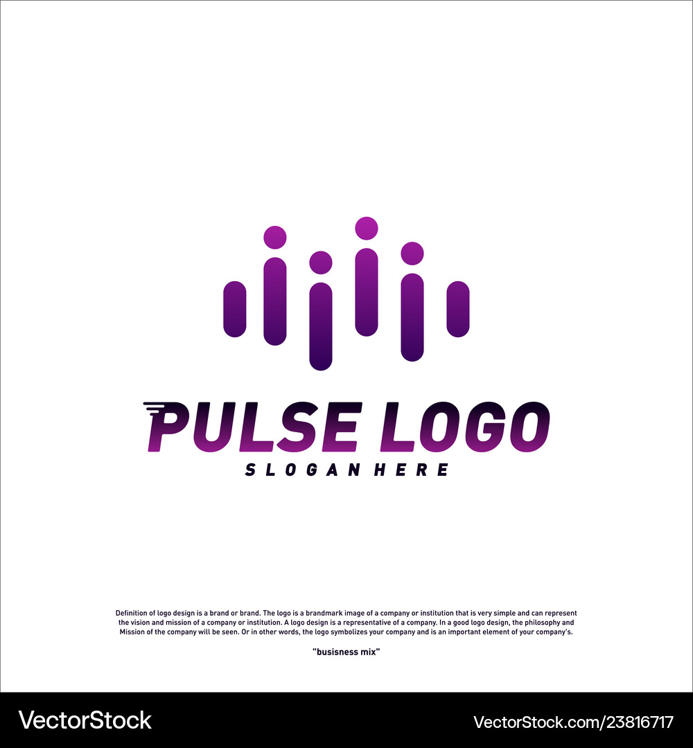 Pulse logo design concept people beat logo Vector Image