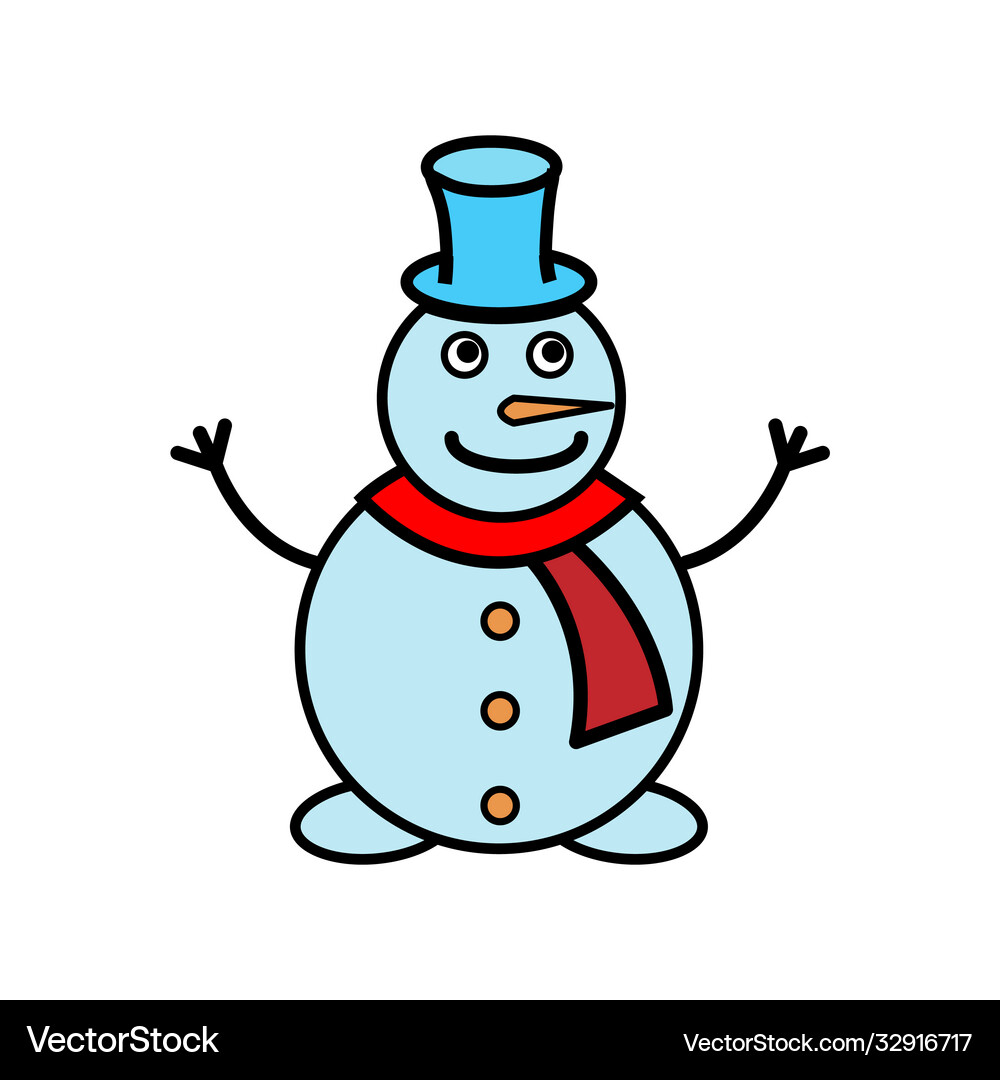 Realistic isolated snowman for decoration Vector Image