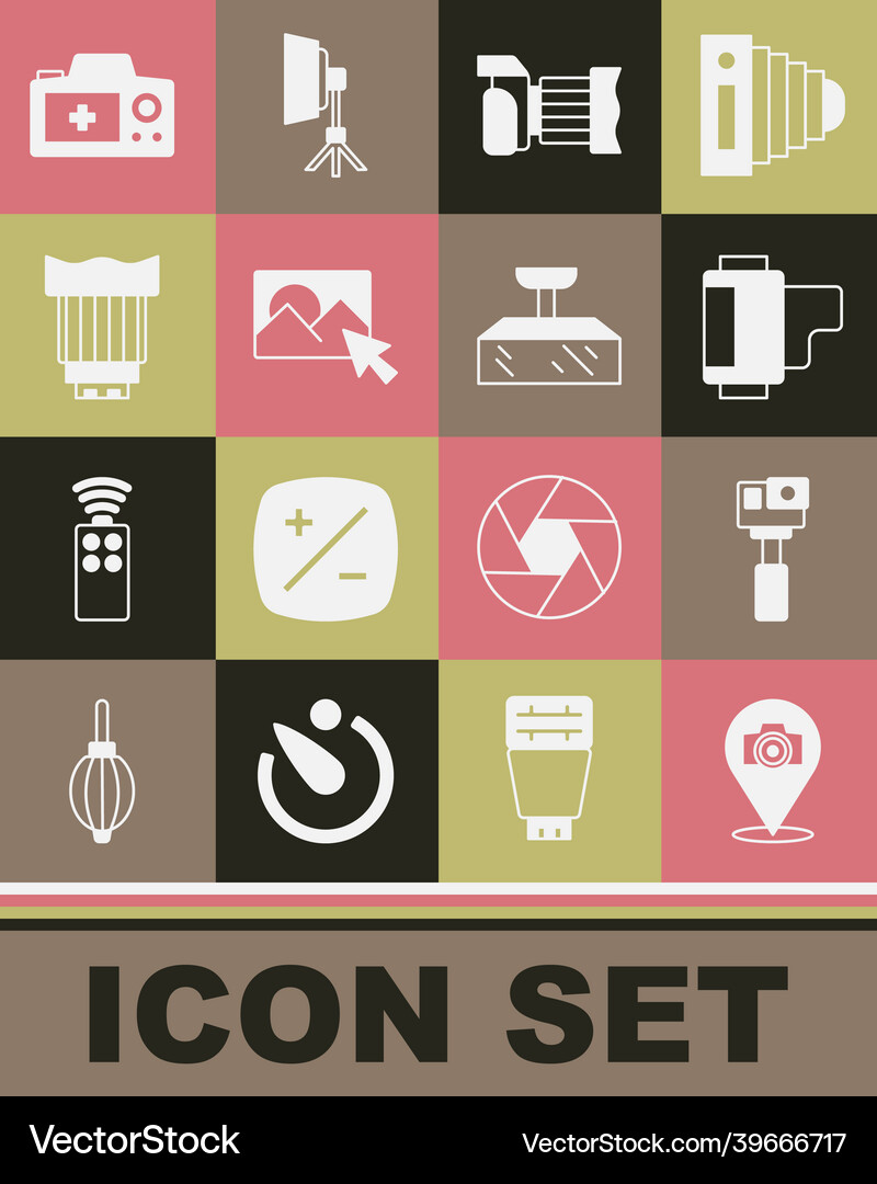 Set photo camera action camera roll cartridge Vector Image