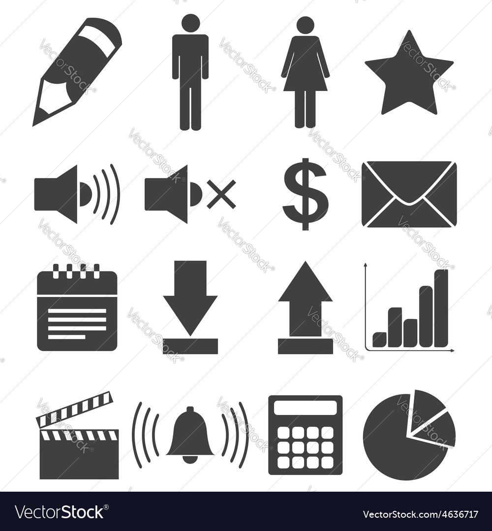 Simple black icon set 7 Royalty Free Vector Image