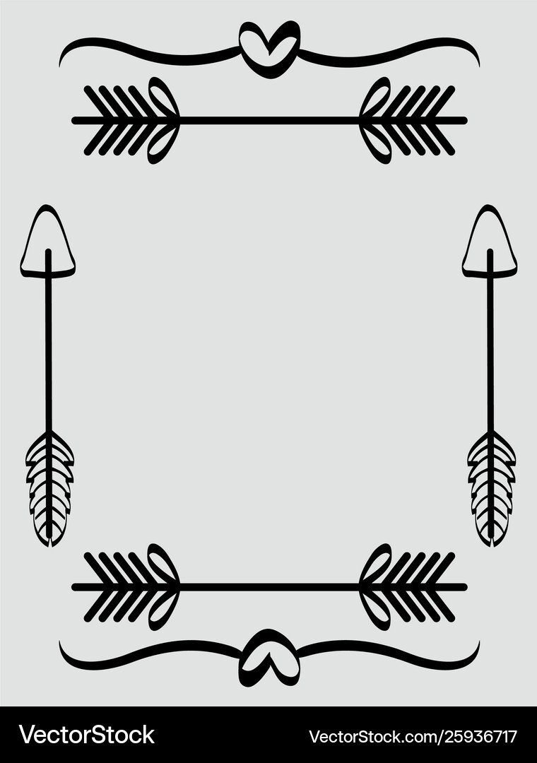 Square frame with hearts decorative boho style Vector Image