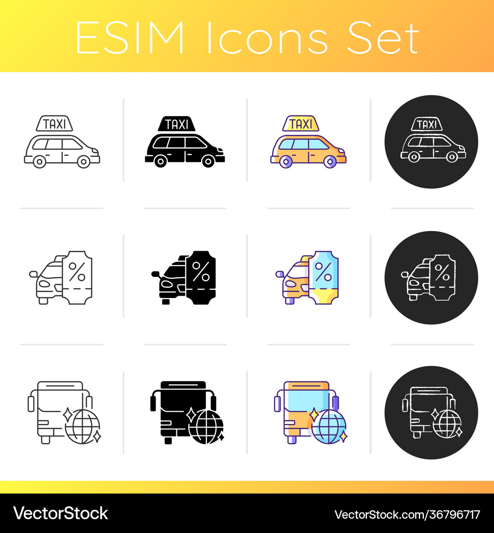 Taxi service icons set Royalty Free Vector Image