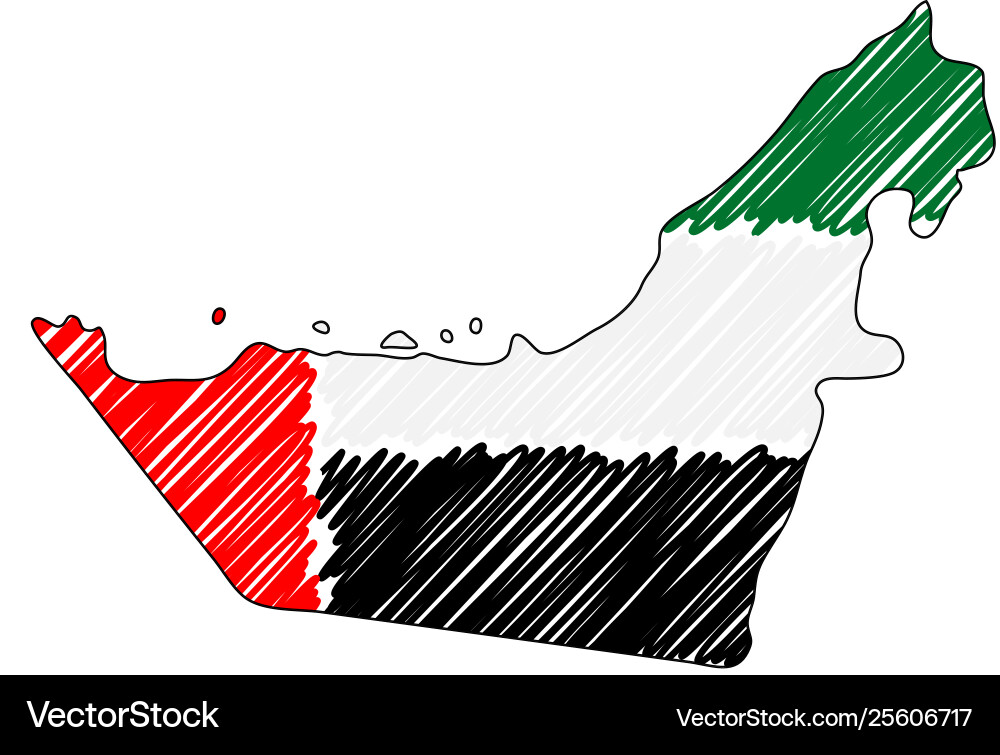 United arab emirates map hand drawn sketch Vector Image