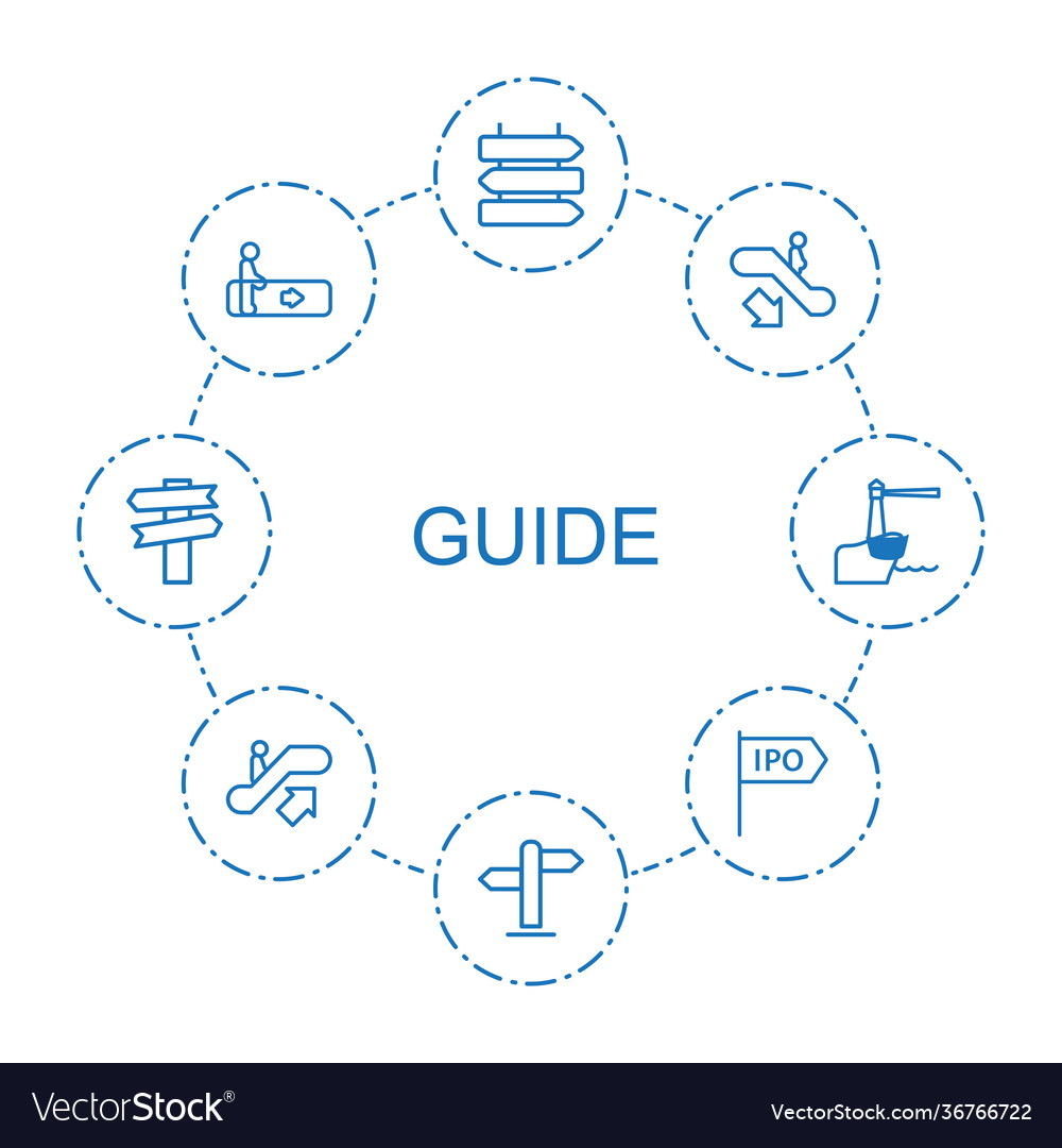 8 guide icons Royalty Free Vector Image - VectorStock