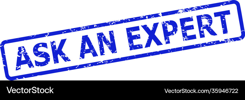 Ask an expert stamp with grunged style and rounded