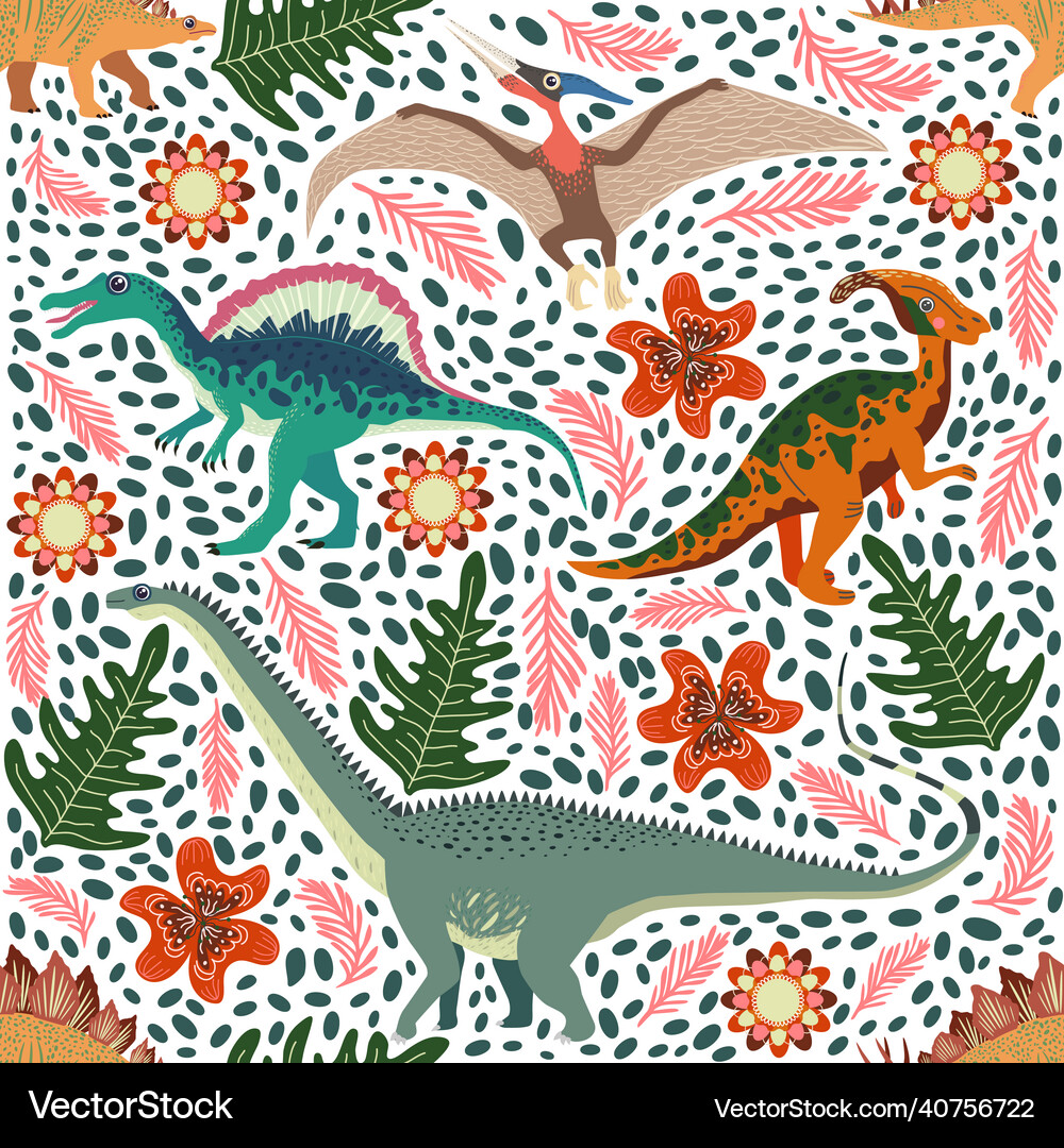 Dinosaur Seamless Pattern Royalty Free Vector Image