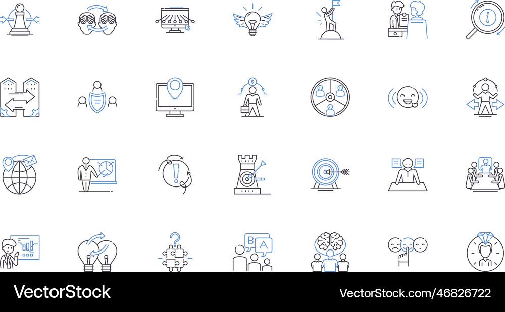 Establishment advancement line icons collection Vector Image