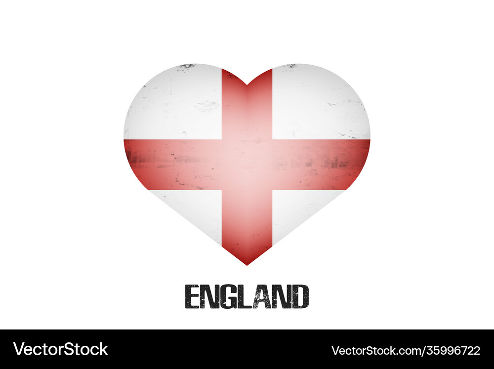 Flag england in form a heart Royalty Free Vector Image