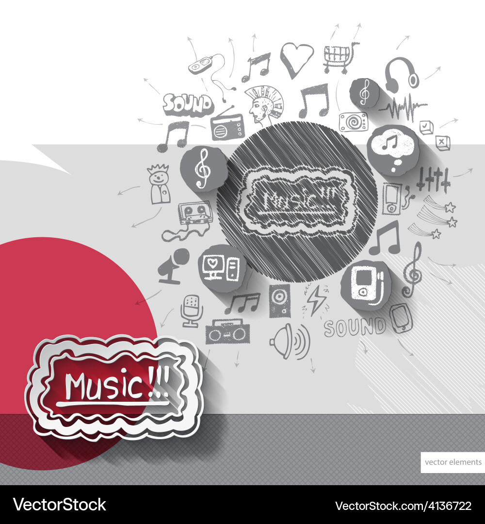 Hand drawn music notice icons Royalty Free Vector Image